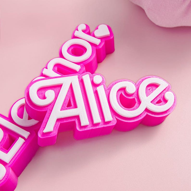 Personalized Pink 3D Printed Name Plate—doll-inspired Desk Display ...