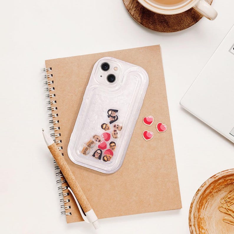 Personalized Shell Pattern Shaker Phone Case With Face Photo & Heart ...