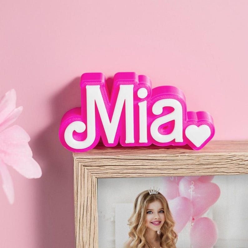 Personalized Pink 3D Printed Name Plate—doll-inspired Desk Display ...