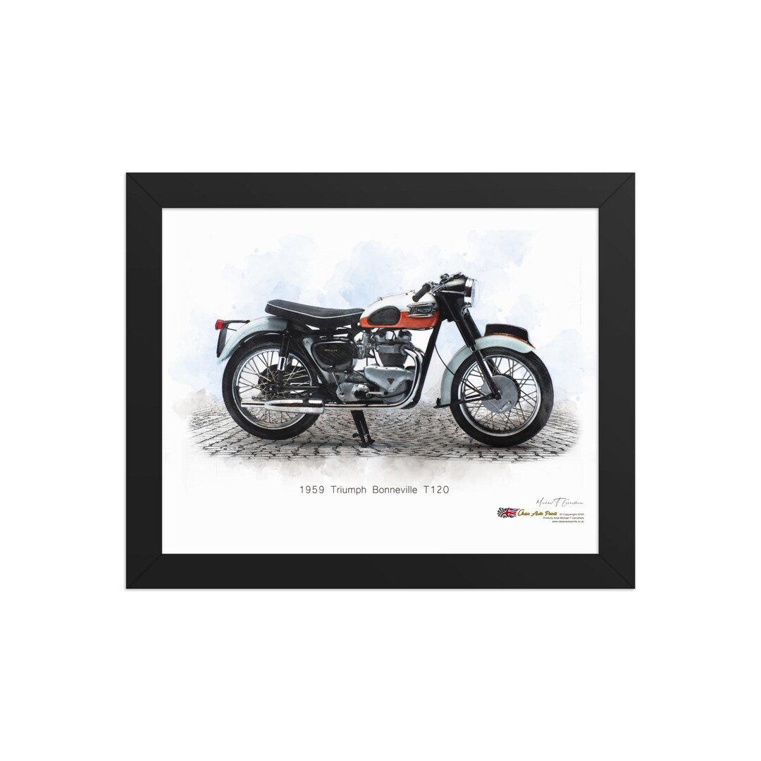 1959 Triumph Bonneville T120 Framed Poster - Etsy