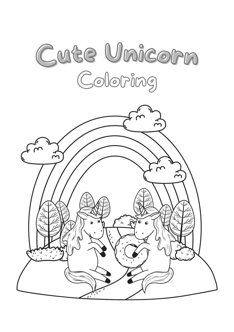 Printable Cute Unicorn Coloring Pages for Kids | 8 Relaxing Pages ...