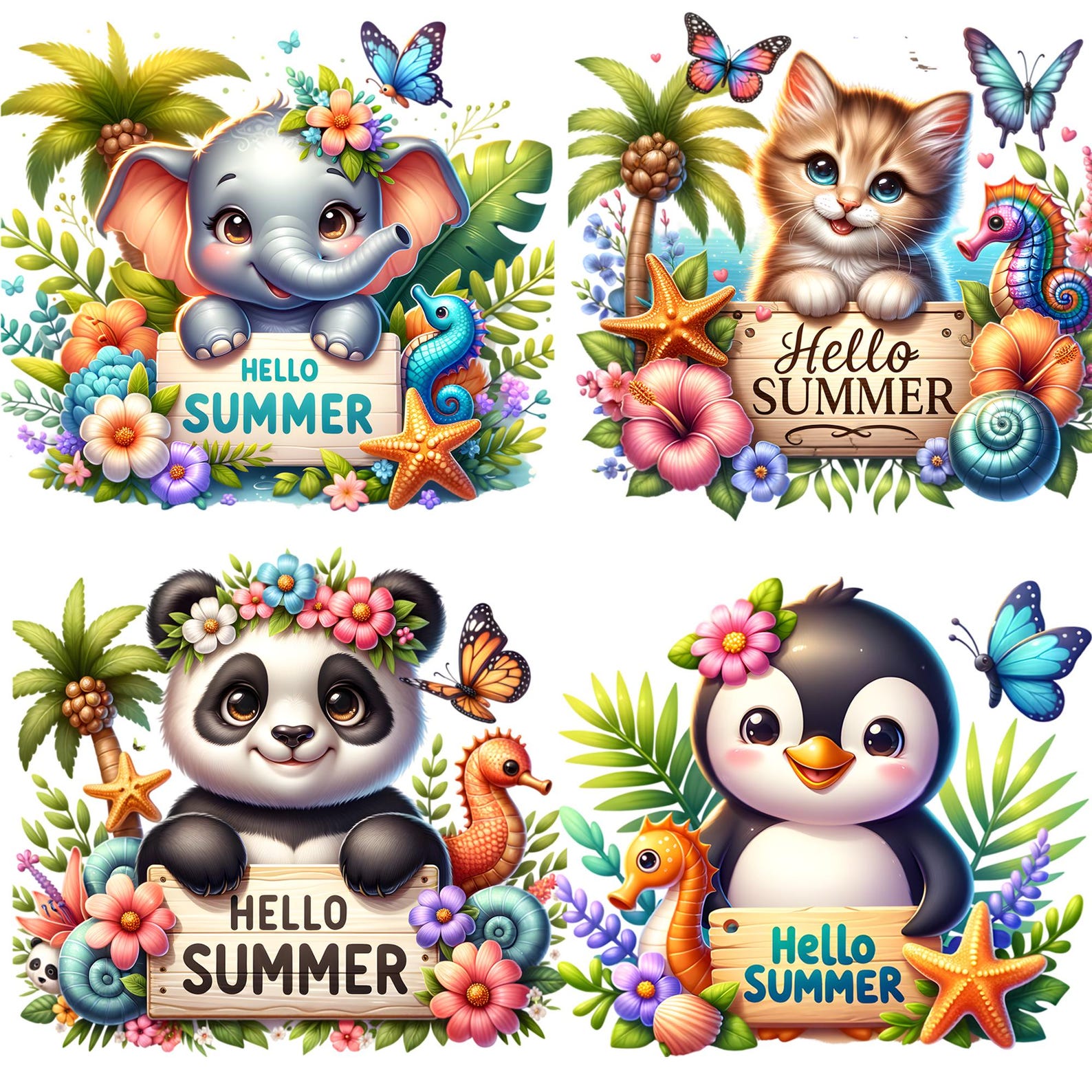 Summer Clipart Bundle, Summer Animals Clipart, Summer Png Bundle ...