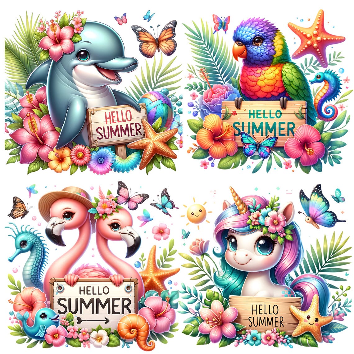 Summer Clipart Bundle, Summer Animals Clipart, Summer Png Bundle ...