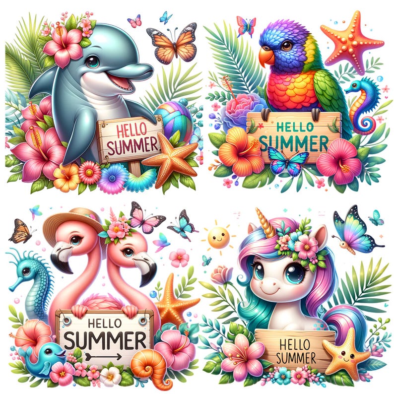Summer Clipart Bundle, Summer Animals Clipart, Summer Png Bundle ...