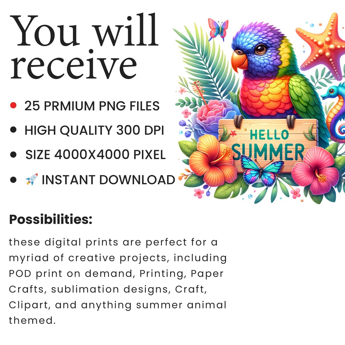 Summer Clipart Bundle, Summer Animals Clipart, Summer Png Bundle ...