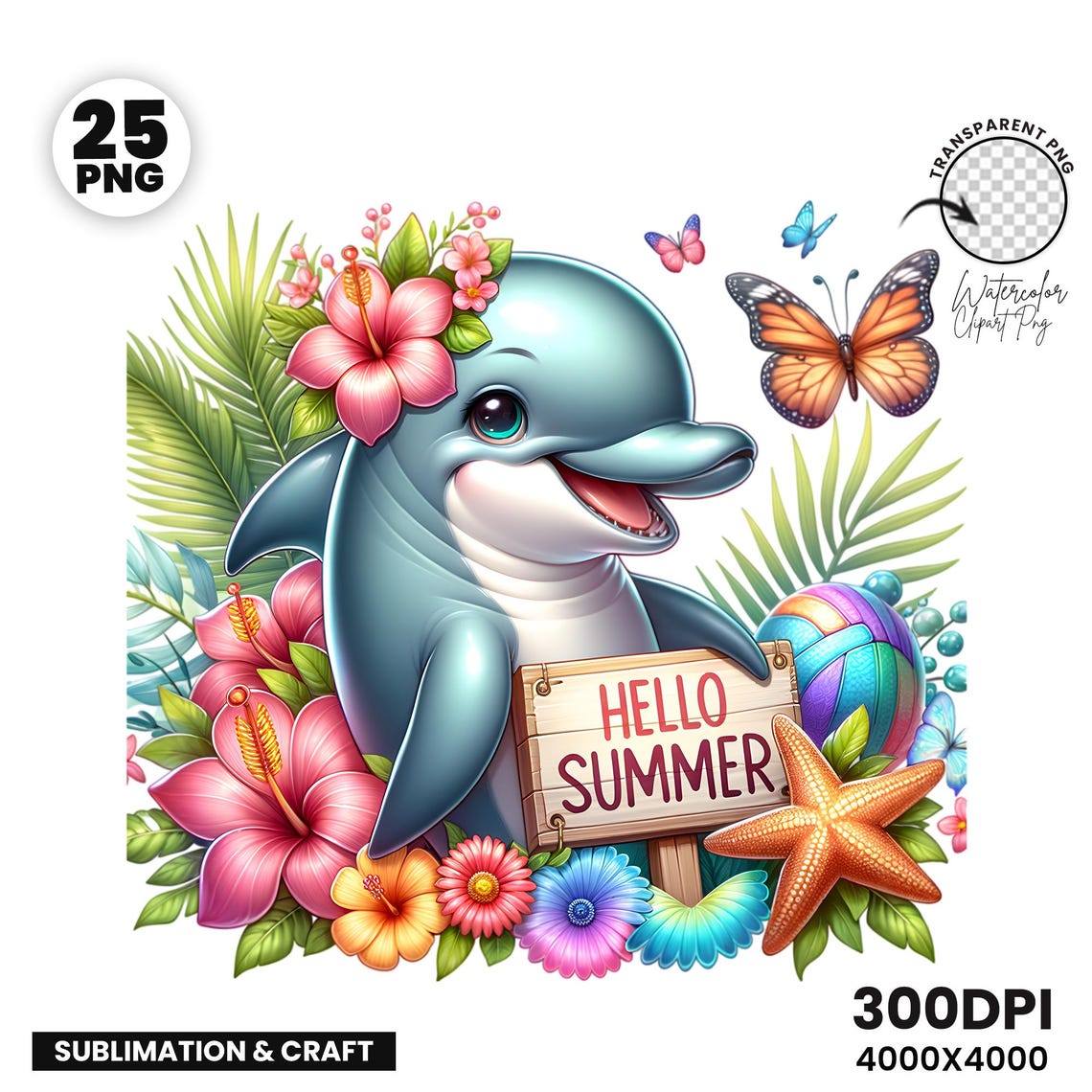 Summer Clipart Bundle, Summer Animals Clipart, Summer Png Bundle ...