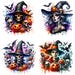 Watercolor Halloween Clipart PNG Bundle, Spooky Witch, Pumpkin ...