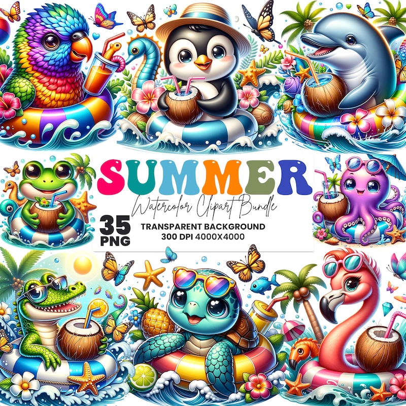 Summer Animal Clipart - Etsy