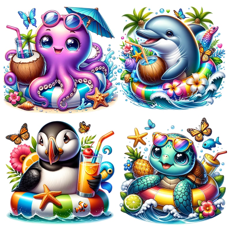 Summer Clipart PNG Bundle, Pool Party PNG, Beach Party Clipart, Summer ...