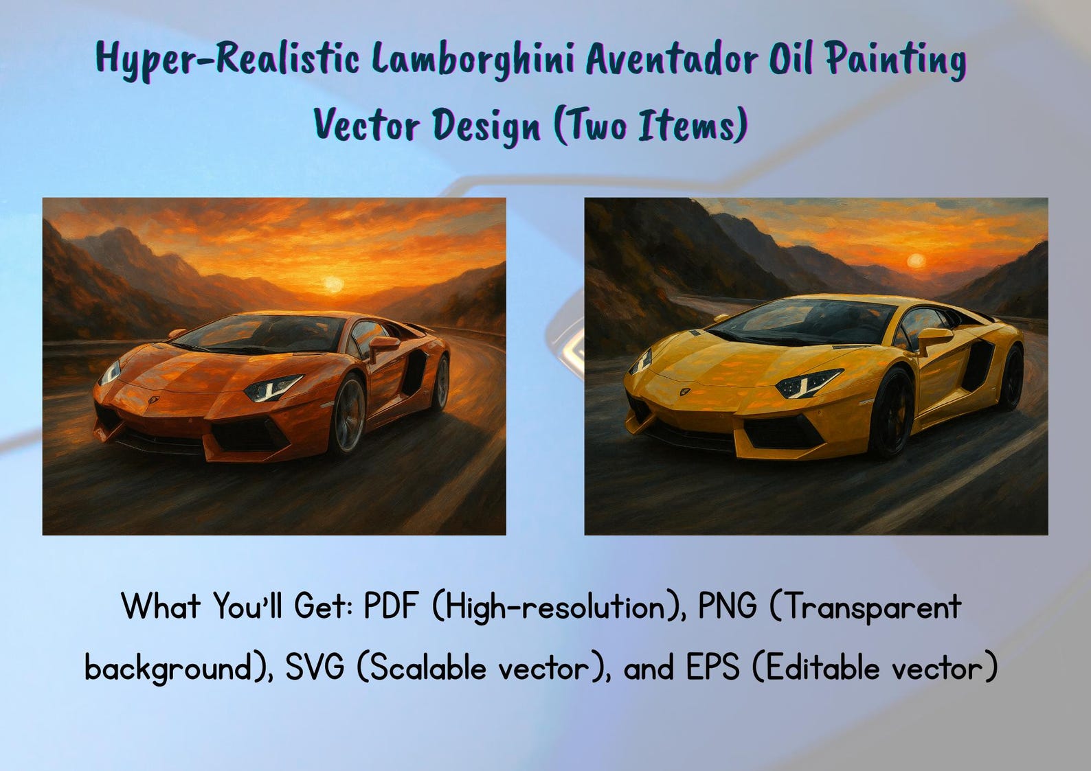 Hyper-realistic Lamborghini Aventador Oil Painting - Vector Design (two ...