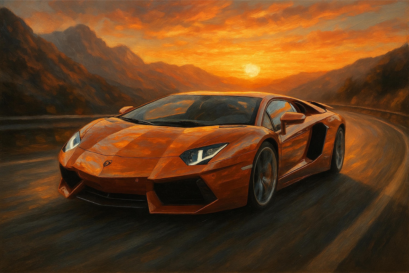 Hyper-realistic Lamborghini Aventador Oil Painting - Vector Design (two ...