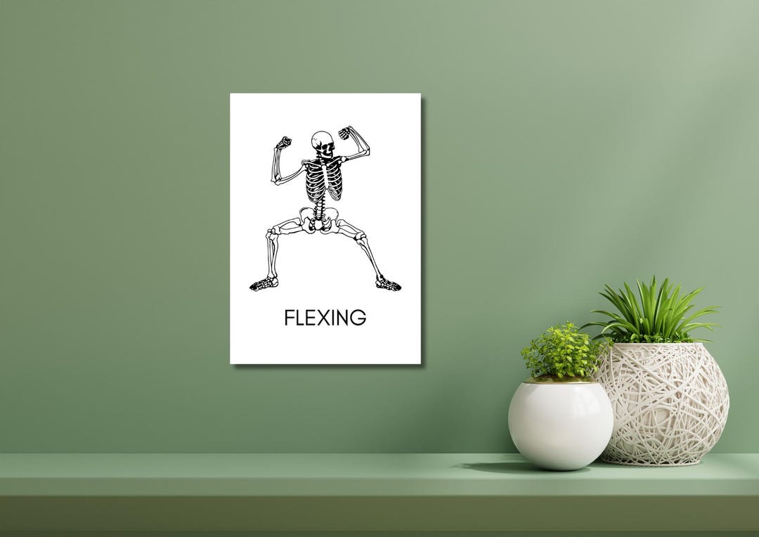 Flexing Skeleton Funny Wall Art Poster (A1 Size, PNG + PDF) - Etsy