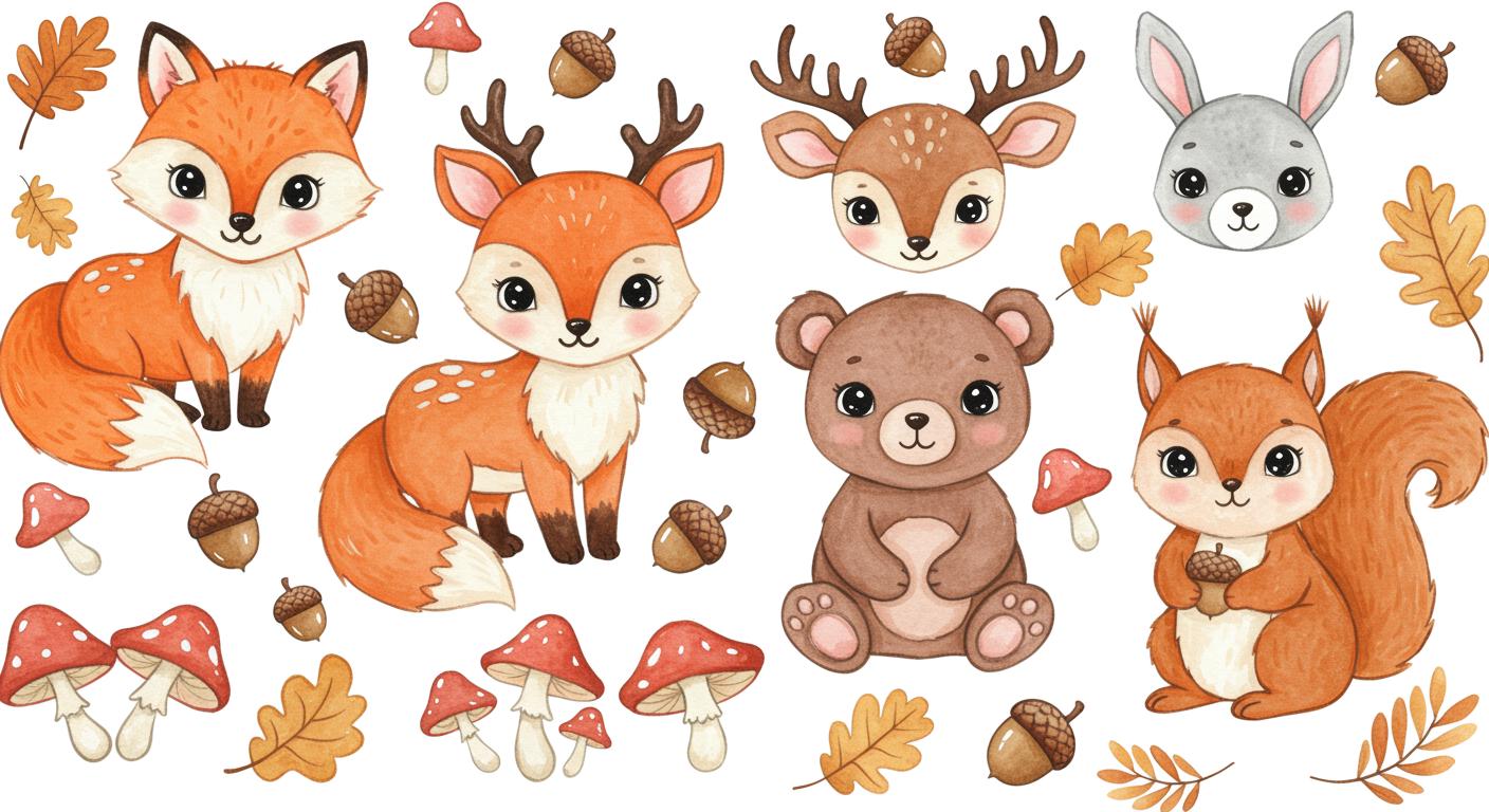 Adorable Forest Animals Watercolor Clipart Bundle – SVG and EPS Files ...