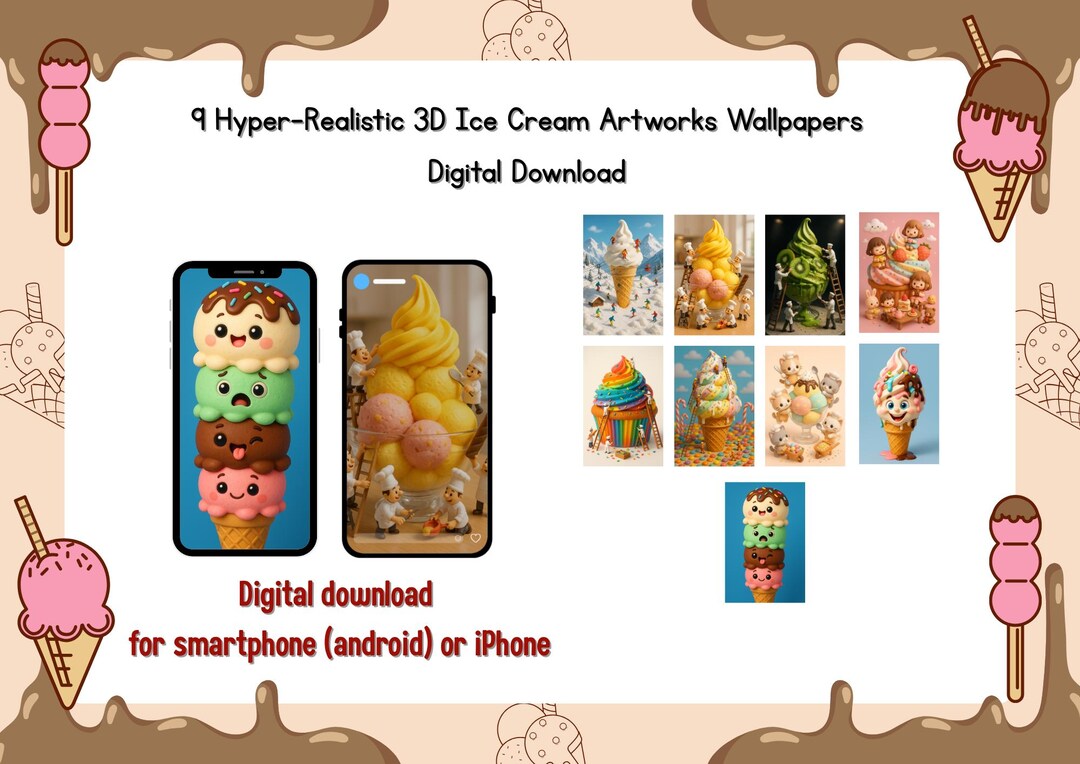 9 Hyper-realistic Ice Cream 3D Wallpapers – Phone & iPhone Digital ...
