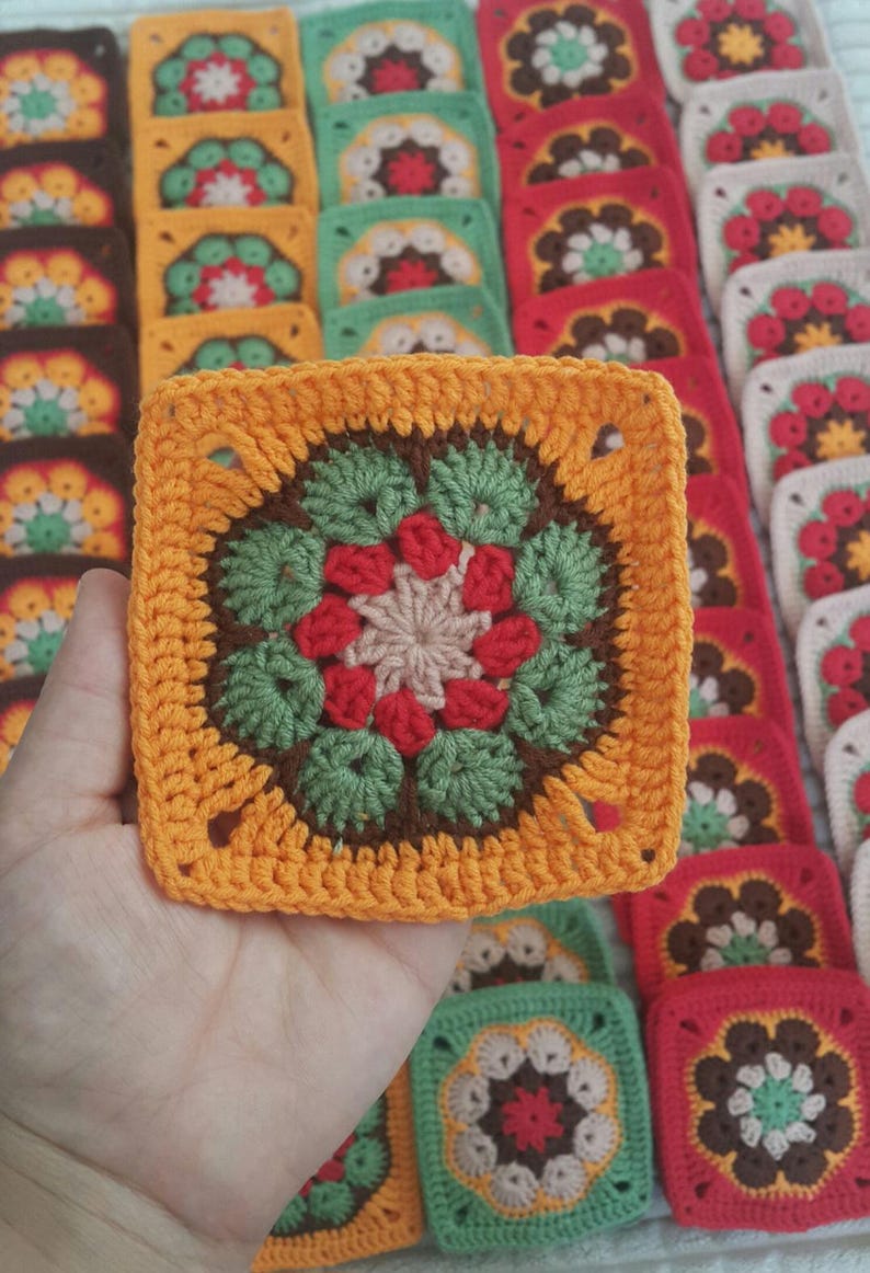 African Violet Granny Square Crochet Kit: Multicolored Afghan Motifs - Etsy