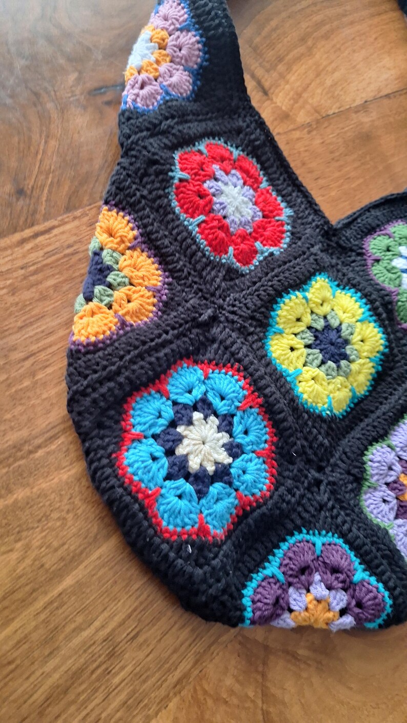 Handmade Crochet Granny Square Bag: Boho Shoulder Bag - Etsy