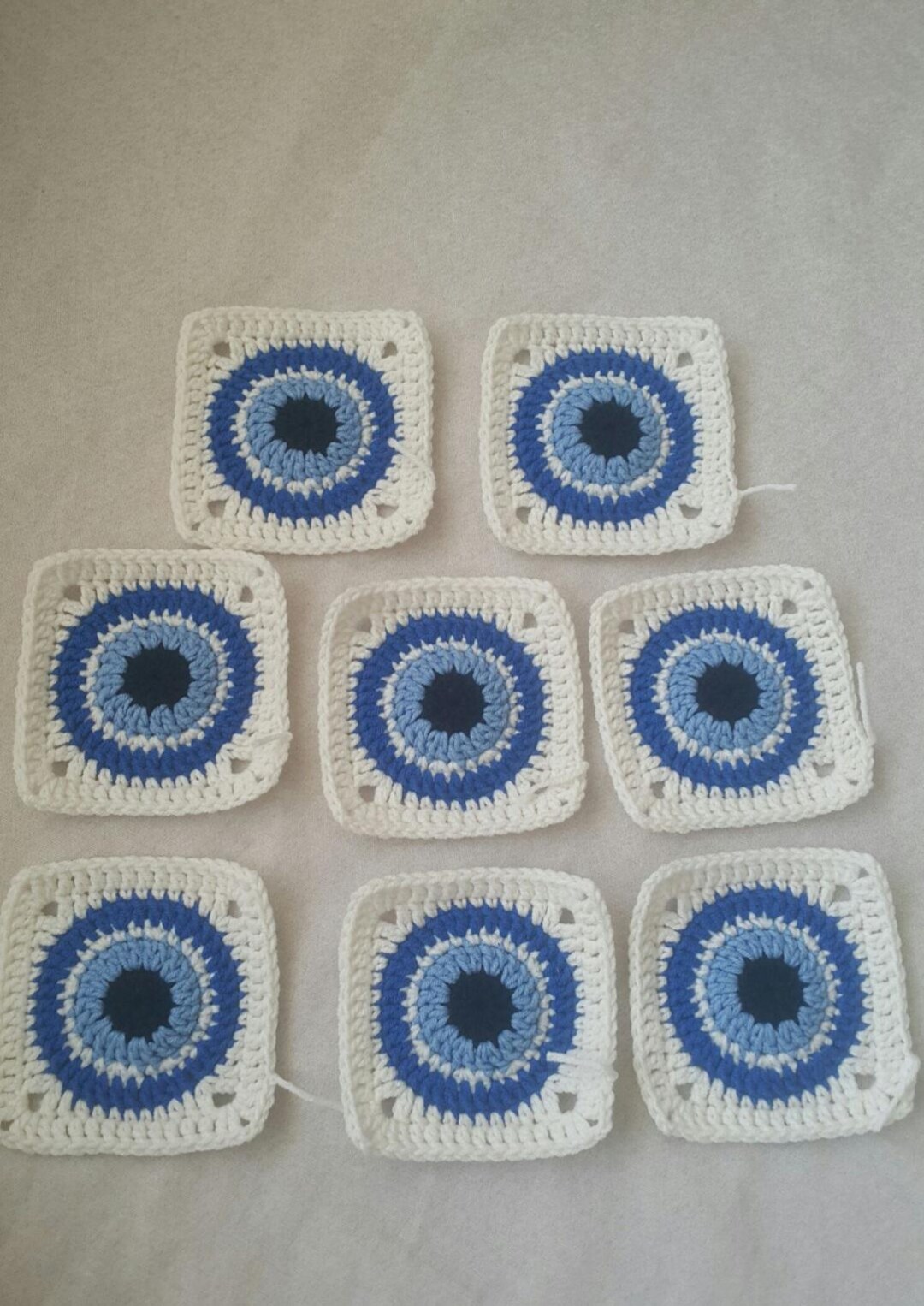 Crochet Granny Square Evil Eye Blue Motif - Etsy