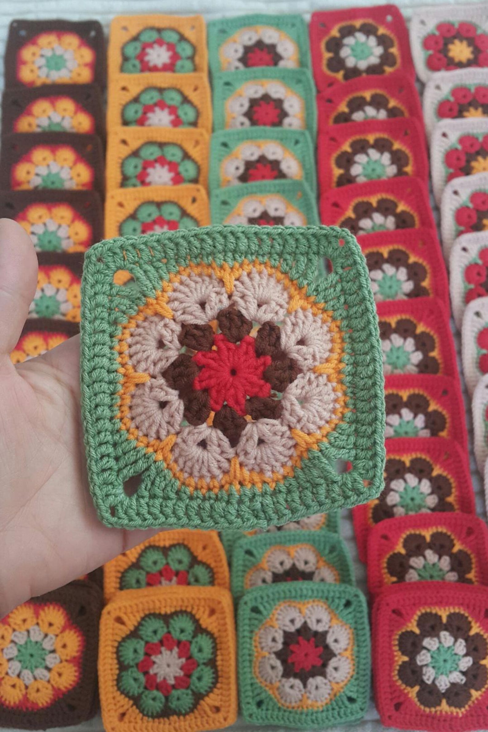 African Violet Granny Square Crochet Kit: Multicolored Afghan Motifs - Etsy