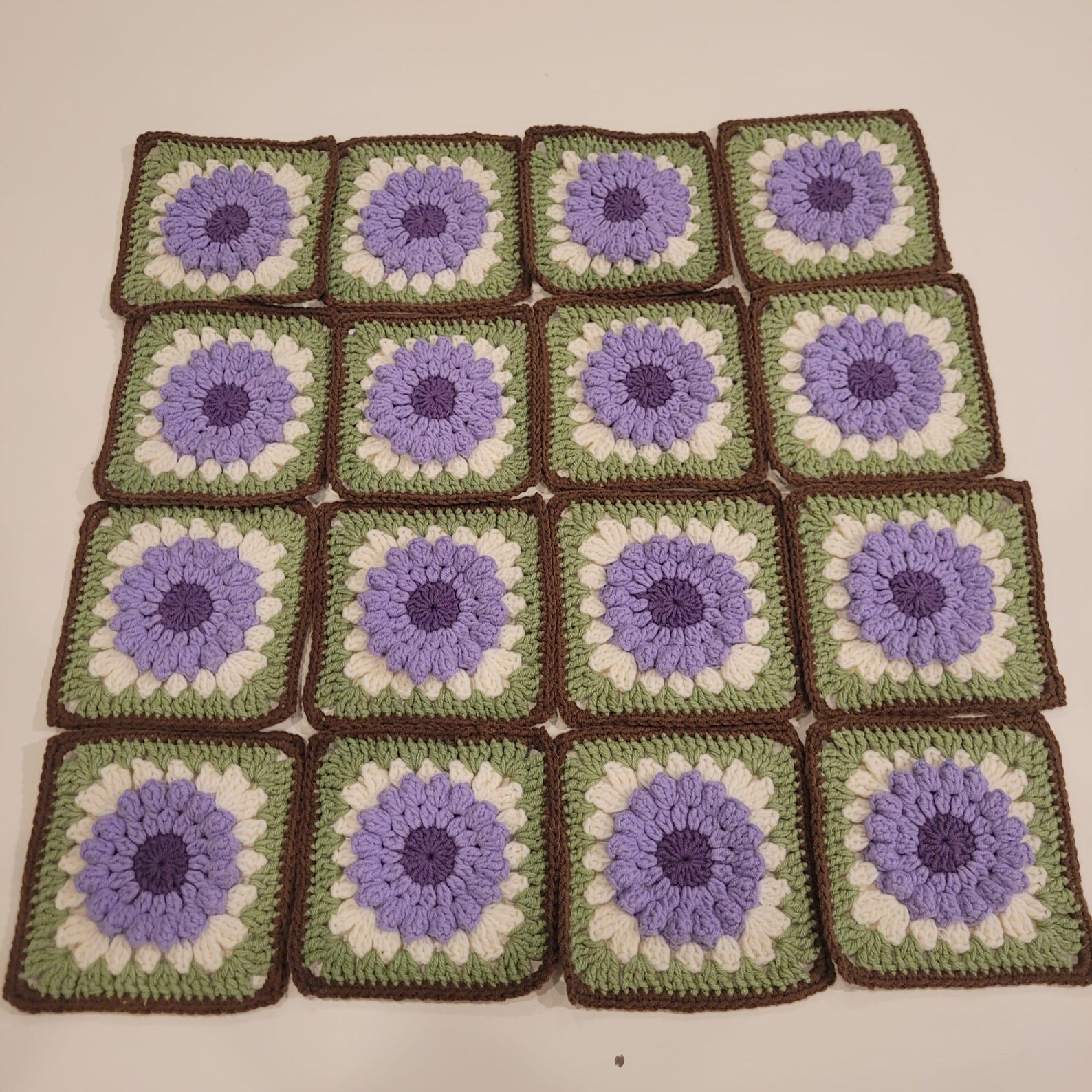 Handmade Crochet Granny Square: Purple Daisy Floral Motif - Etsy