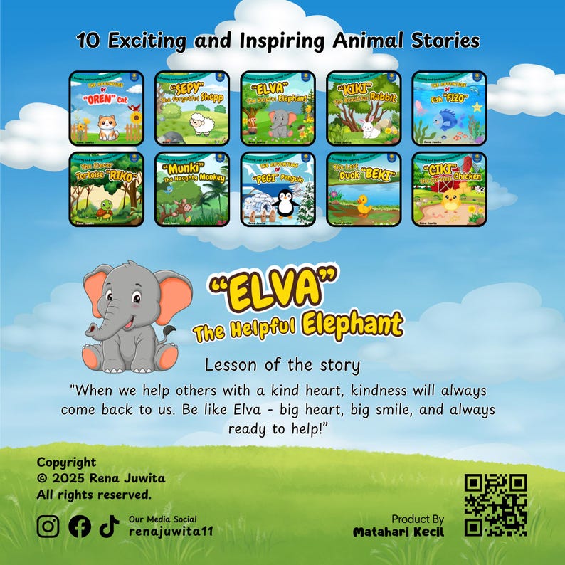 Elva the Helpful Elephant – Kindness Story for Kids | Animal Ebook for ...