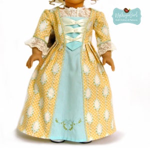 18th Century Colonial Gown for 18 Inch Dolls - PDF Sewing Pattern by ...
