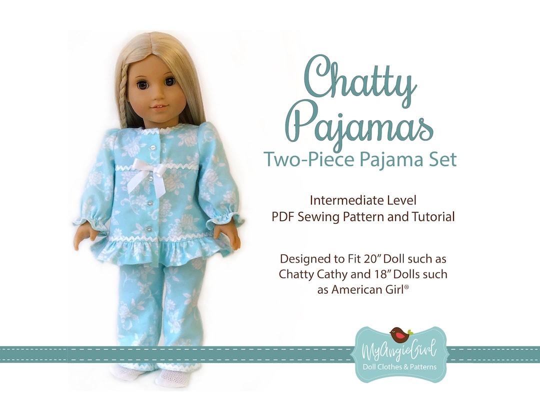 Myangiegirl Cozy and Cute Retro Chatty Pajamas for 18 Inch Dolls and 20 ...