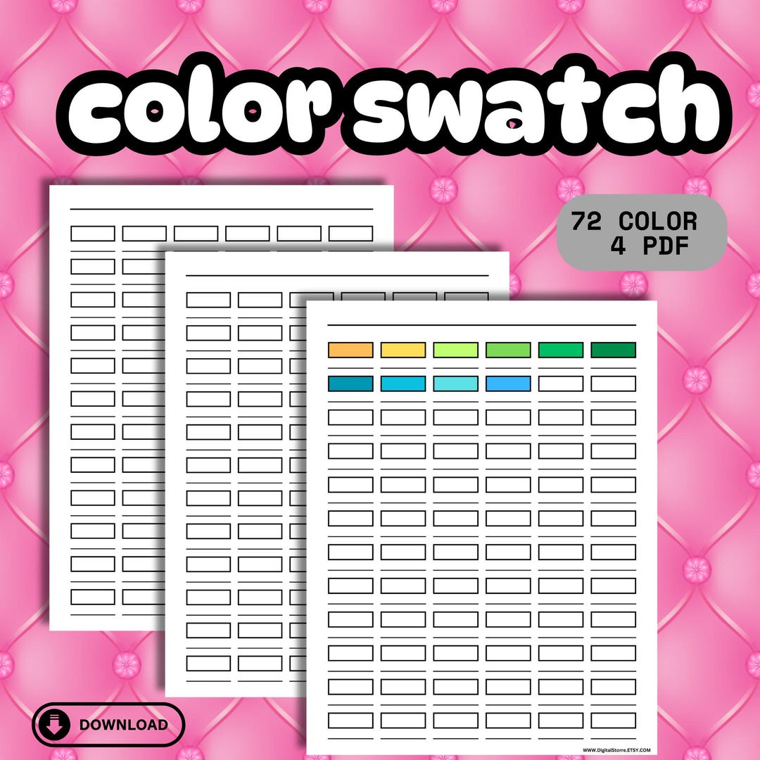 Color Swatch Chart Blank Color Chart Printable Color Swatch Template ...