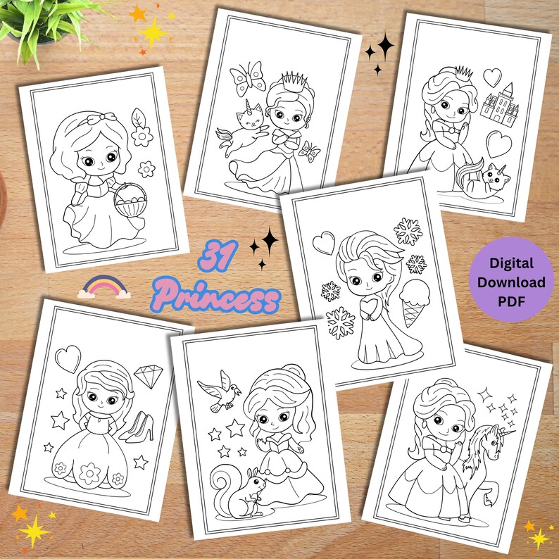 Princess Coloring Pages for Kids, 31 Coloring Pages, Princess Coloring ...