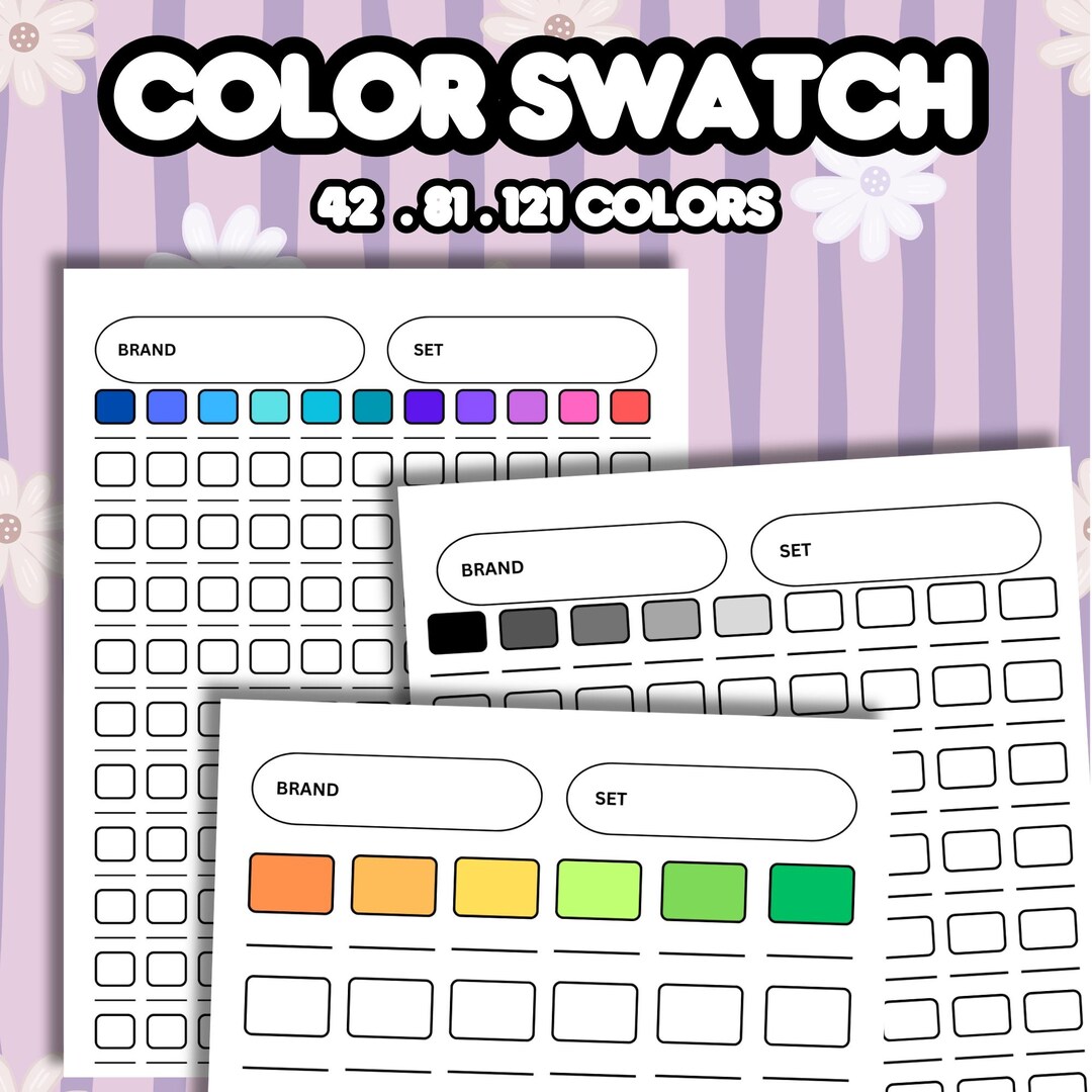 Coloring Practice Worksheets Printable, Blank Color Swatch Chart Combo ...