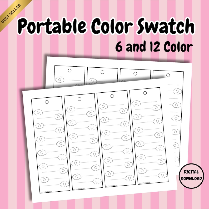 Printable Color Swatch Cards for Alcohol Markers – 6 & 12 Color Test ...