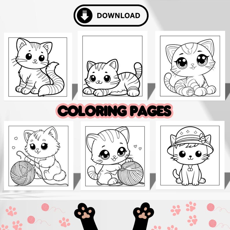 27 Adorable Cat Coloring Pages - Adult and Kids Coloring Book, Animal ...