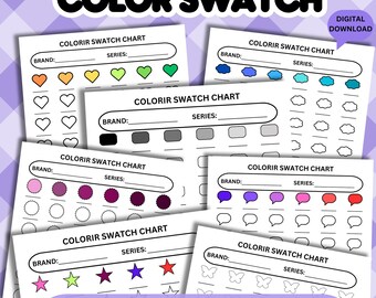 Coloring Practice Worksheets Printable, Blank Color Swatch Chart Combo ...