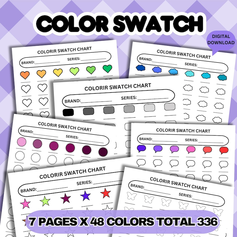 Printable Color Swatch Cards for Alcohol Markers – 48 & 336 Color Test ...