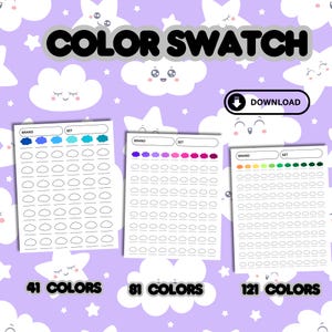 Printable Color Swatch Cards for Alcohol Markers – 42 81 121 Color Test ...