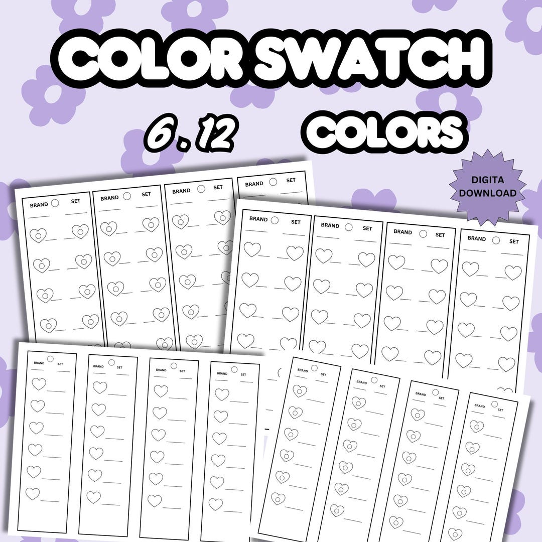 Printable Color Swatch Cards for Alcohol Markers – 6 & 12 Color Test ...
