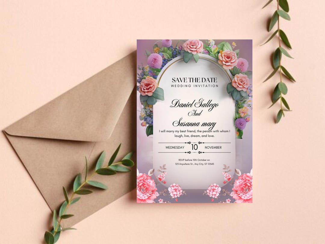 Personalized Wedding Invitation Card, Modern Wedding Invite, Custom ...