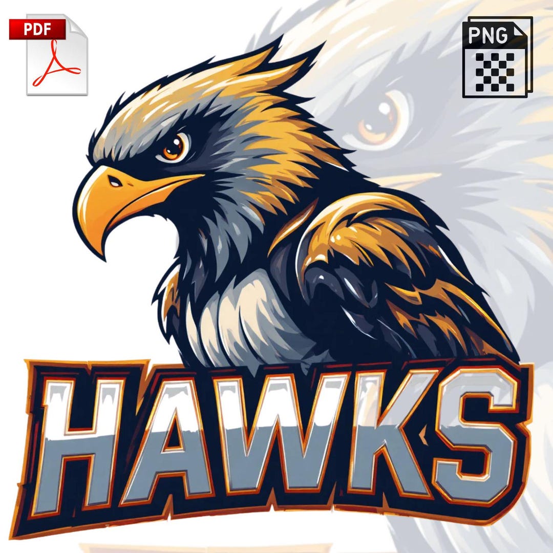 Hawks Football Mascot Design: Sports Team PNG, PDF (digital Download ...