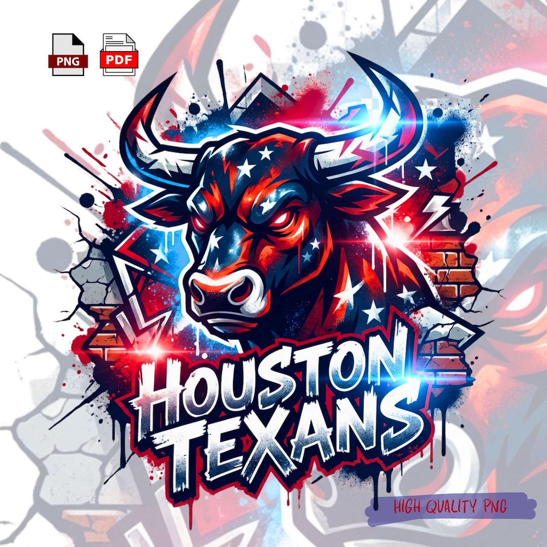 Houston Texans Bull Mascot PNG SVG | Patriotic Graffiti Football Logo ...