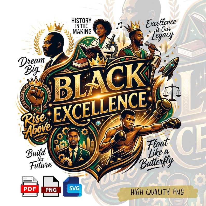 Black Excellence PNG : Black History Design for Shirts ( Digital ...