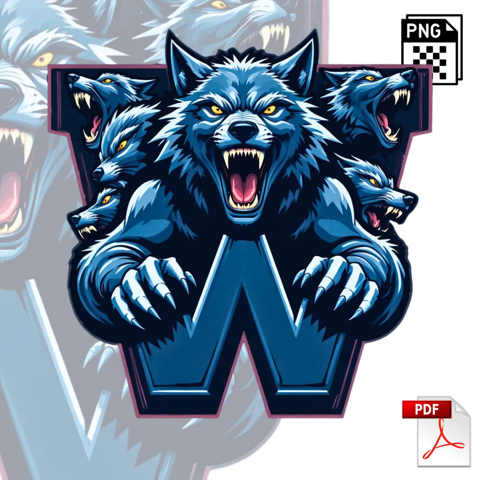 Wolfpack W Letter Mascot PNG PDF | Cricut Design | Sublimation T-shirt ...