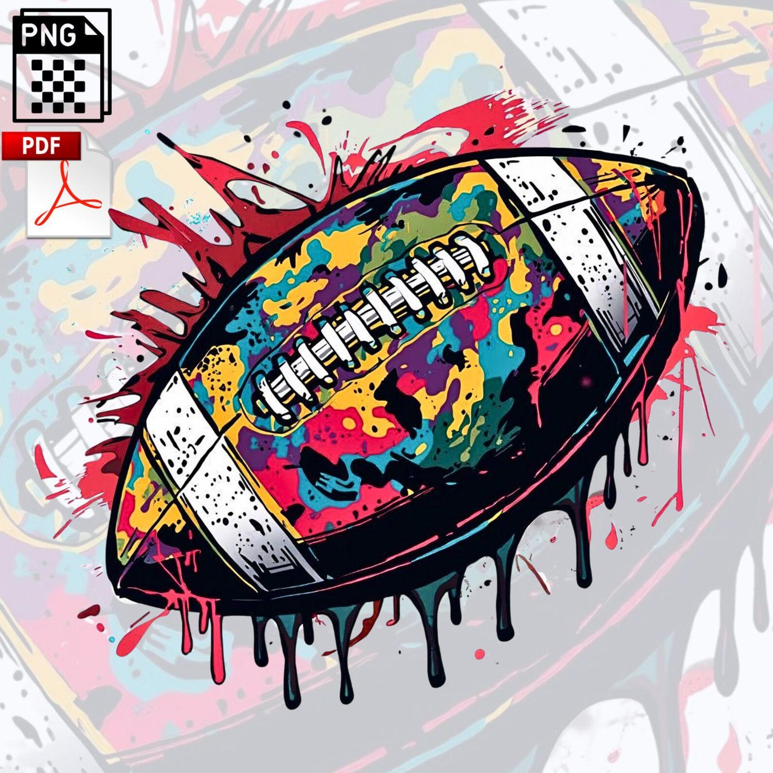 Camo Dripping Football PNG: Graffiti Sports Clipart (digital Download ...
