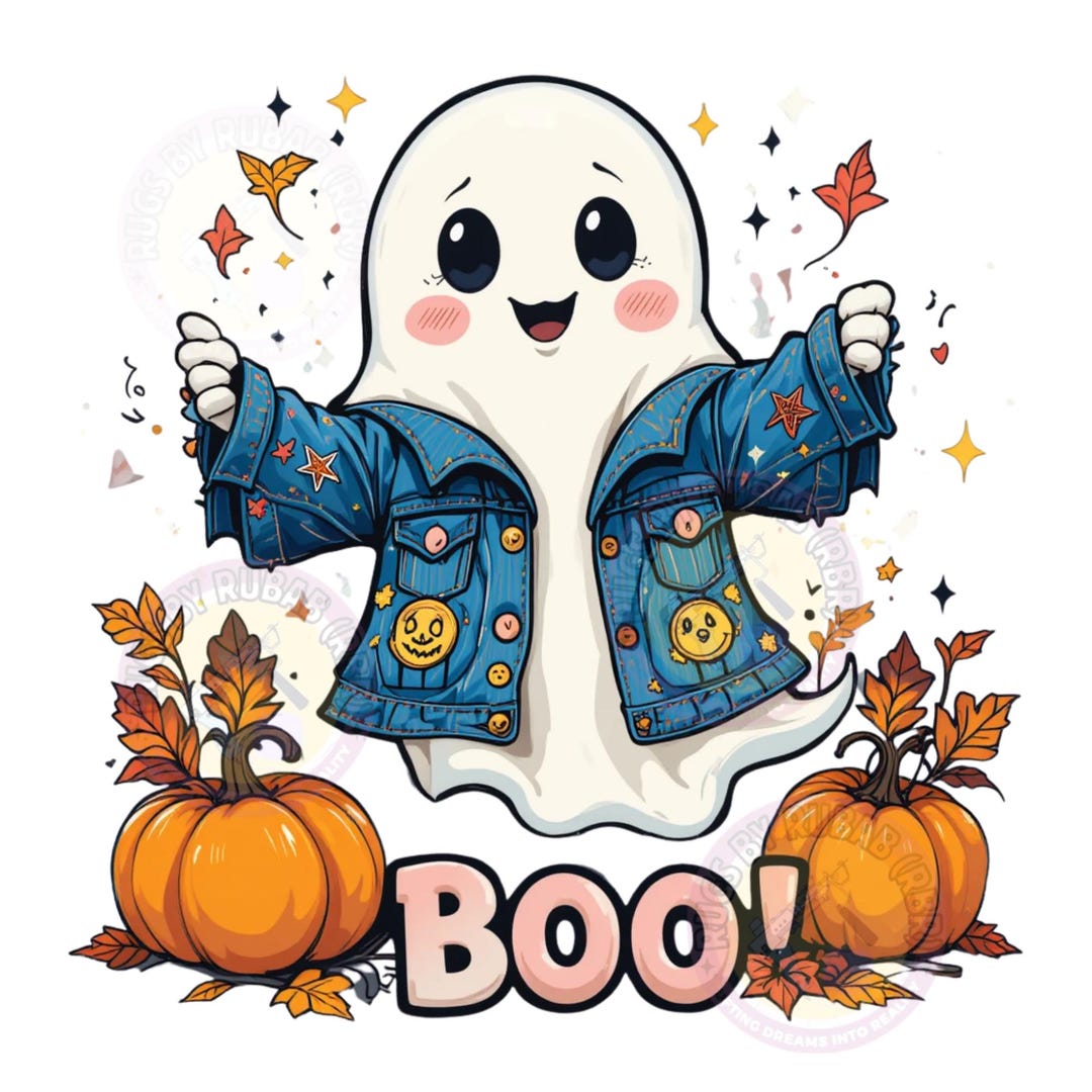 Retro Denim Ghost Halloween PNG: Spooky Season Sublimation (PNG + PDF ...