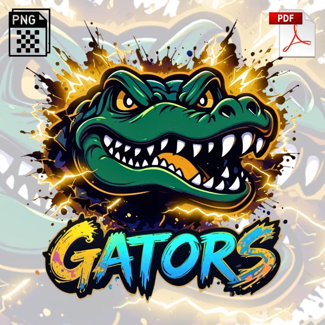 Fierce Gators Mascot Logo- Graffiti Neon Alligator - PNG & PDF - Etsy