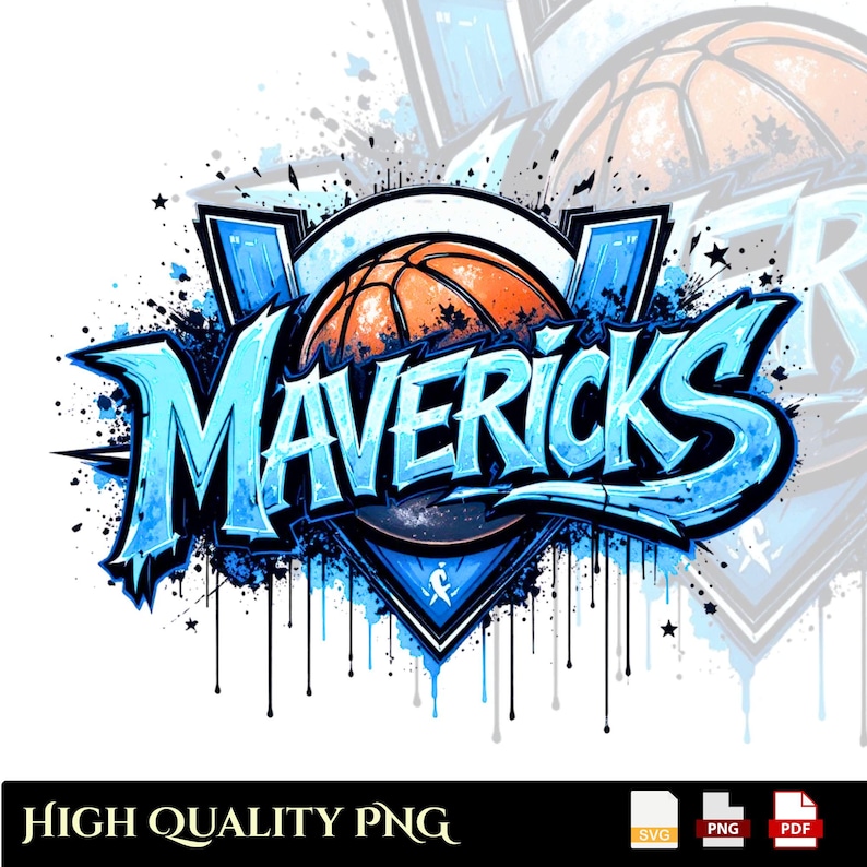 Mavericks Basketball PNG, Graffiti Game Day Clipart SVG, Sports Fan ...
