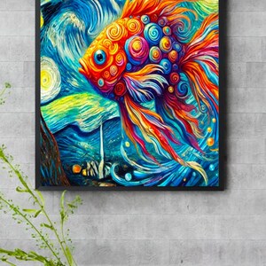 Ai-generated Starry Night Fish Van Gogh-inspired Surreal Digital Art ...