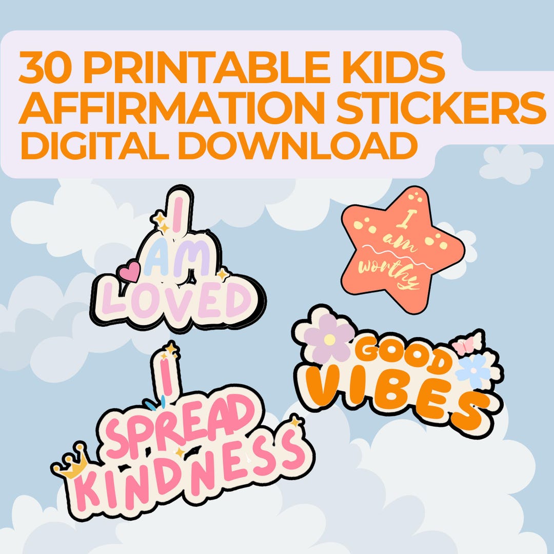 Digital Kids’ Positive Words Sticker Pack | 30 Cute Motivational ...