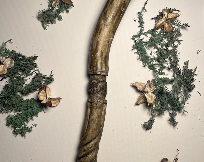 Hand Carved Wooden Anglo-saxon Style Staff | Cane | Walking Stick ...