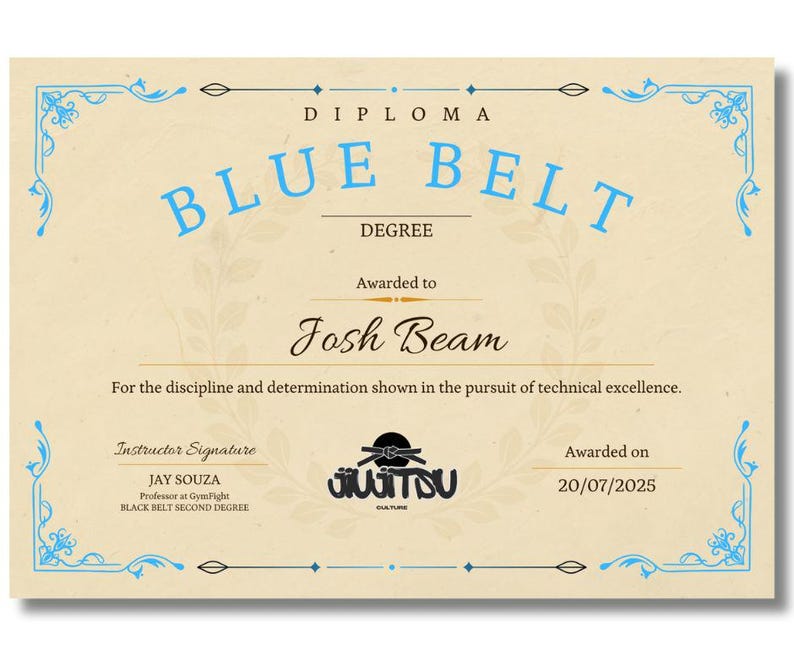 Brazilian Jiu Jitsu Diploma Printable | Fully Customizable | BJJ ...