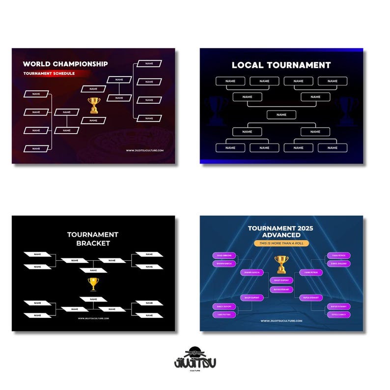 Editable Tournament Bracket Templates: Sports & Martial Arts (digital ...