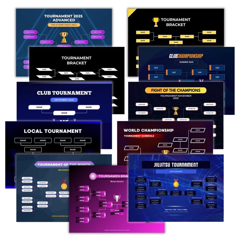 Editable Tournament Bracket Templates: Sports & Martial Arts (digital ...